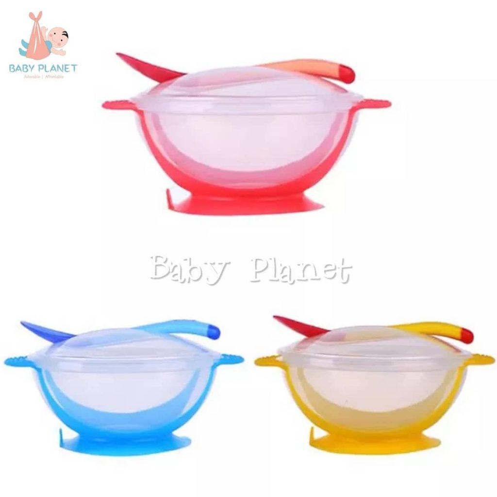 Transparent Baby Feeding Suction Bowl with Lid and Spoon - Baby Planet