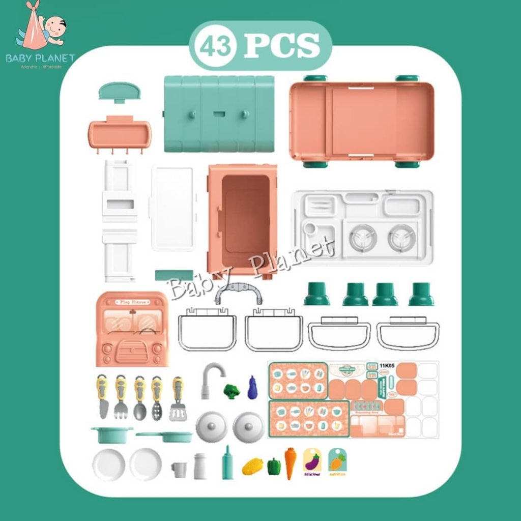 VANYEH 2 in 1 Fun Mobile Bus with Kitchen Set - Baby Planet