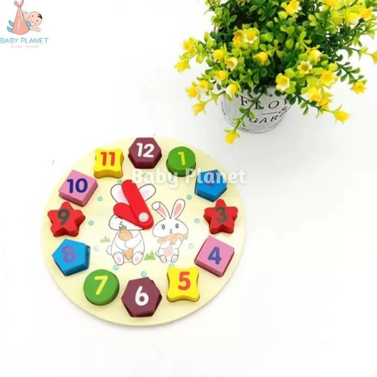 Digital Geometry Clock Wooden Toy - Baby Planet