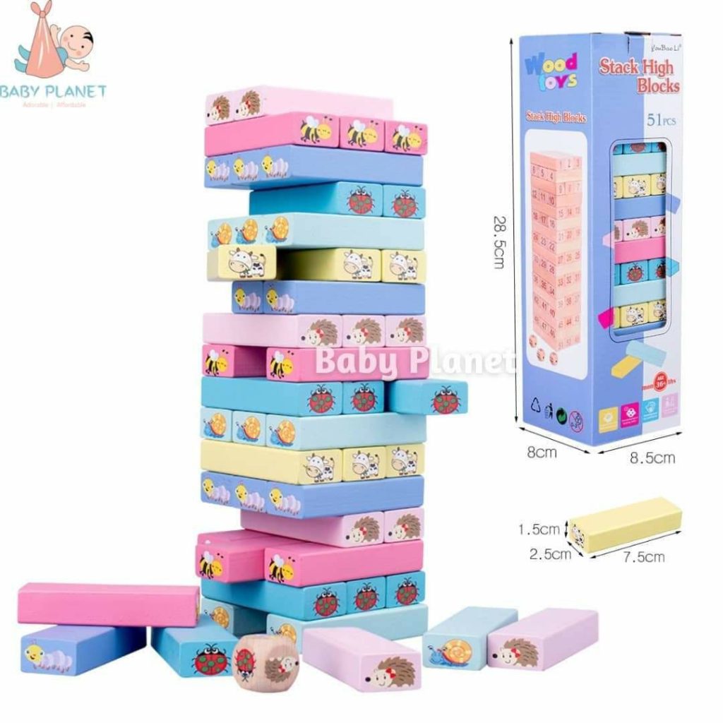 Jenga Game Stack High Wooden Blocks - Baby Planet