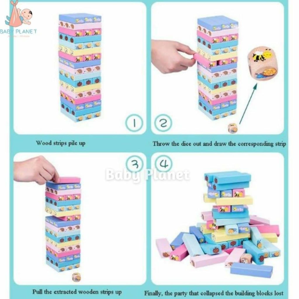 Jenga Game Stack High Wooden Blocks - Baby Planet