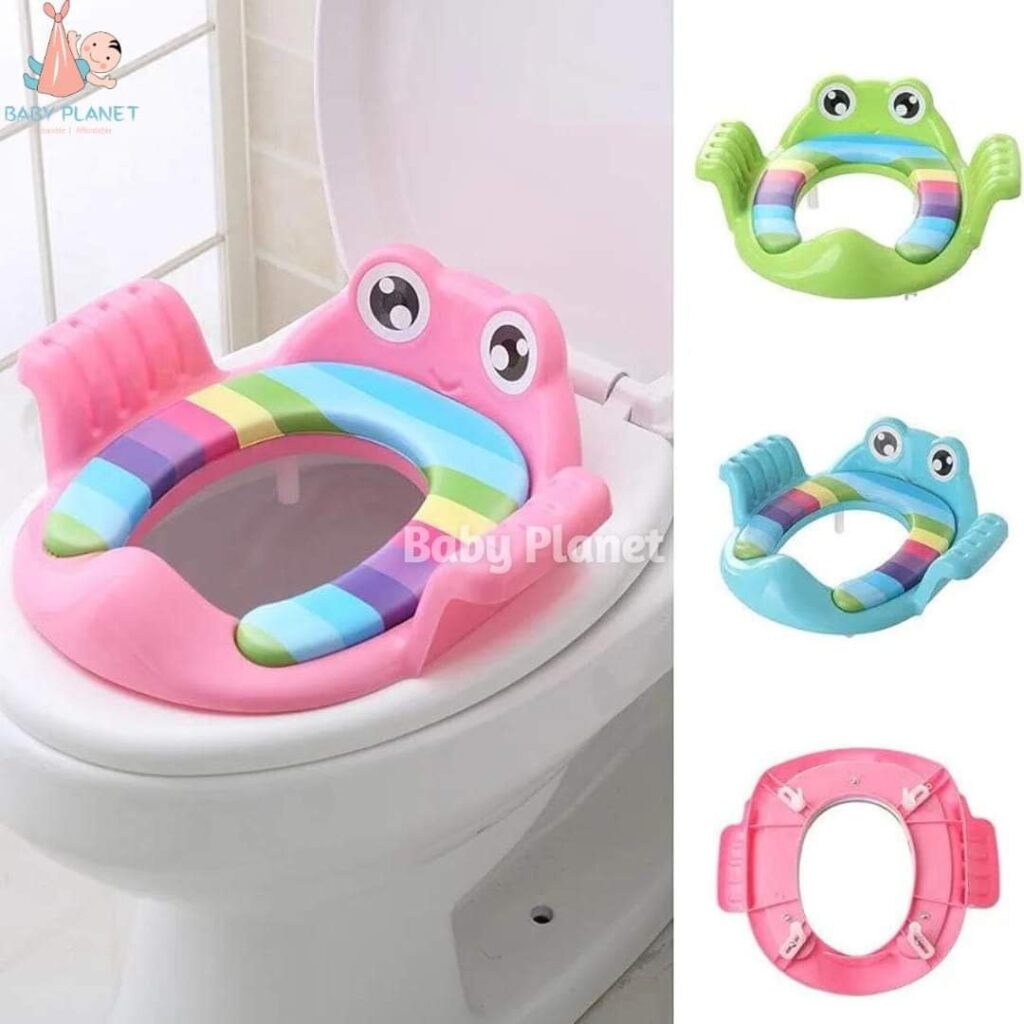 Cushioned Baby Toilet Potty Seat With Handle – Frog Design - Baby Planet