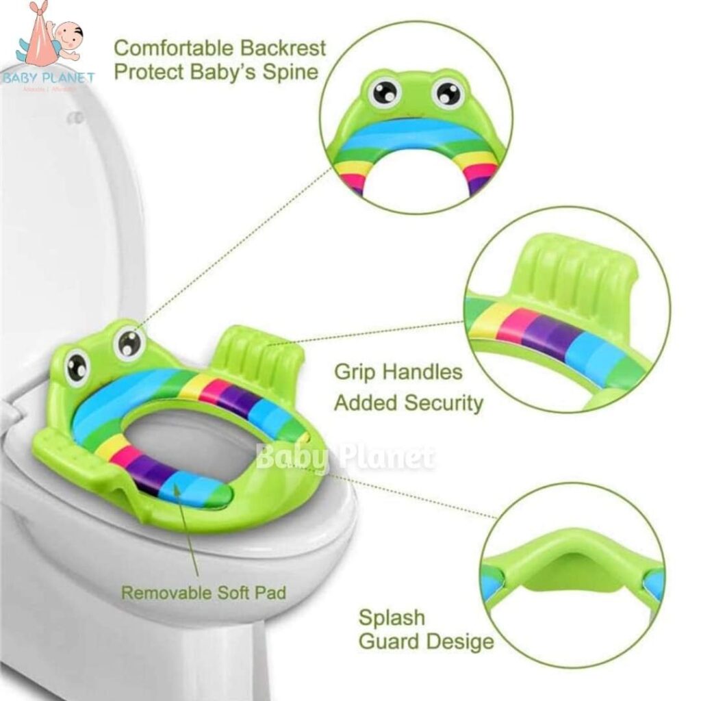 Cushioned Baby Toilet Potty Seat With Handle – Frog Design - Baby Planet