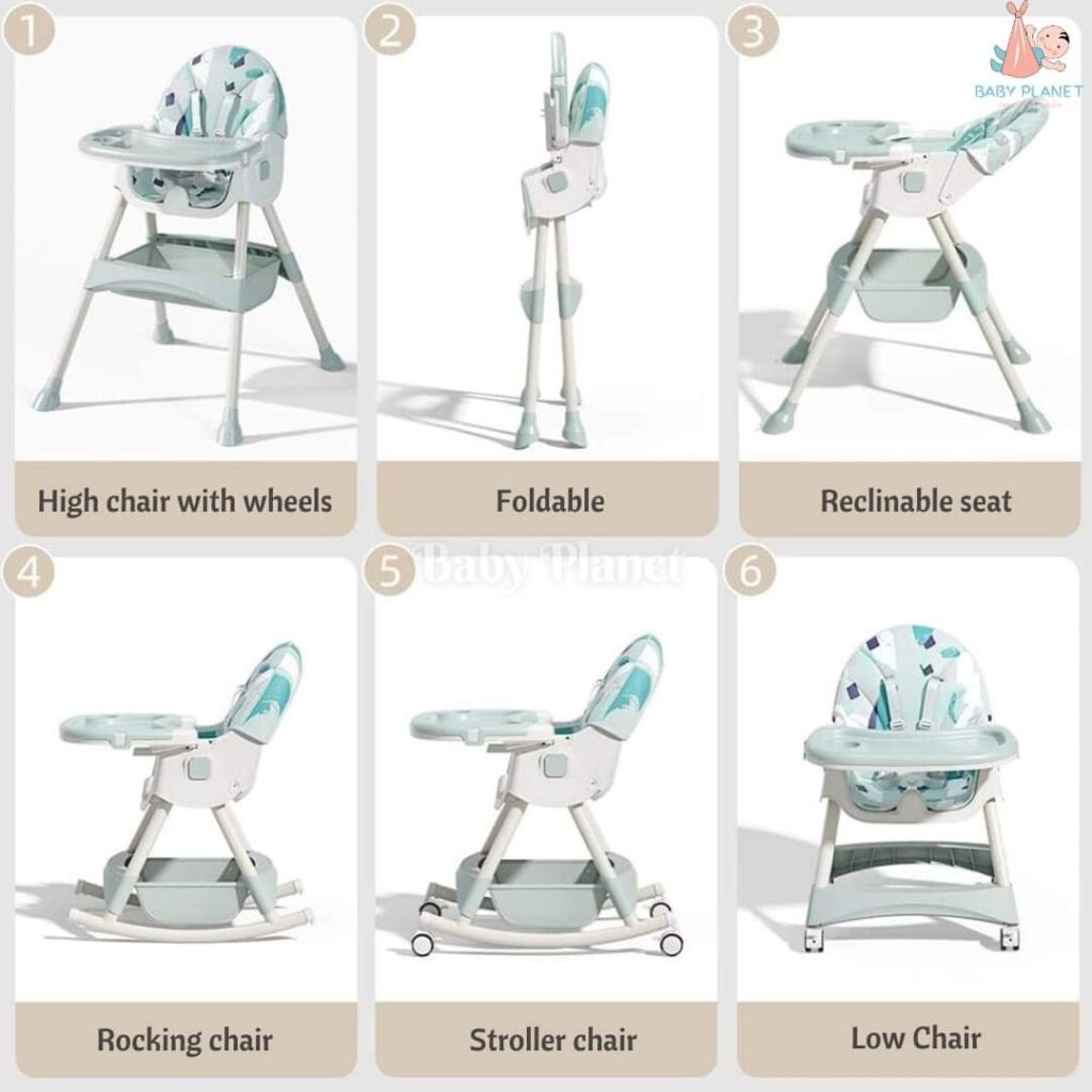 Kidilo Brand 6 in 1 Multi-Functional Reclinable Baby Feeding Chair With Rocking Mode - Baby Planet