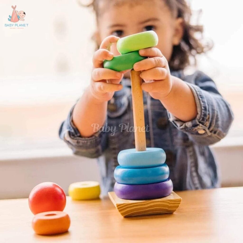 Wooden Rainbow Tower Toy - Baby Planet