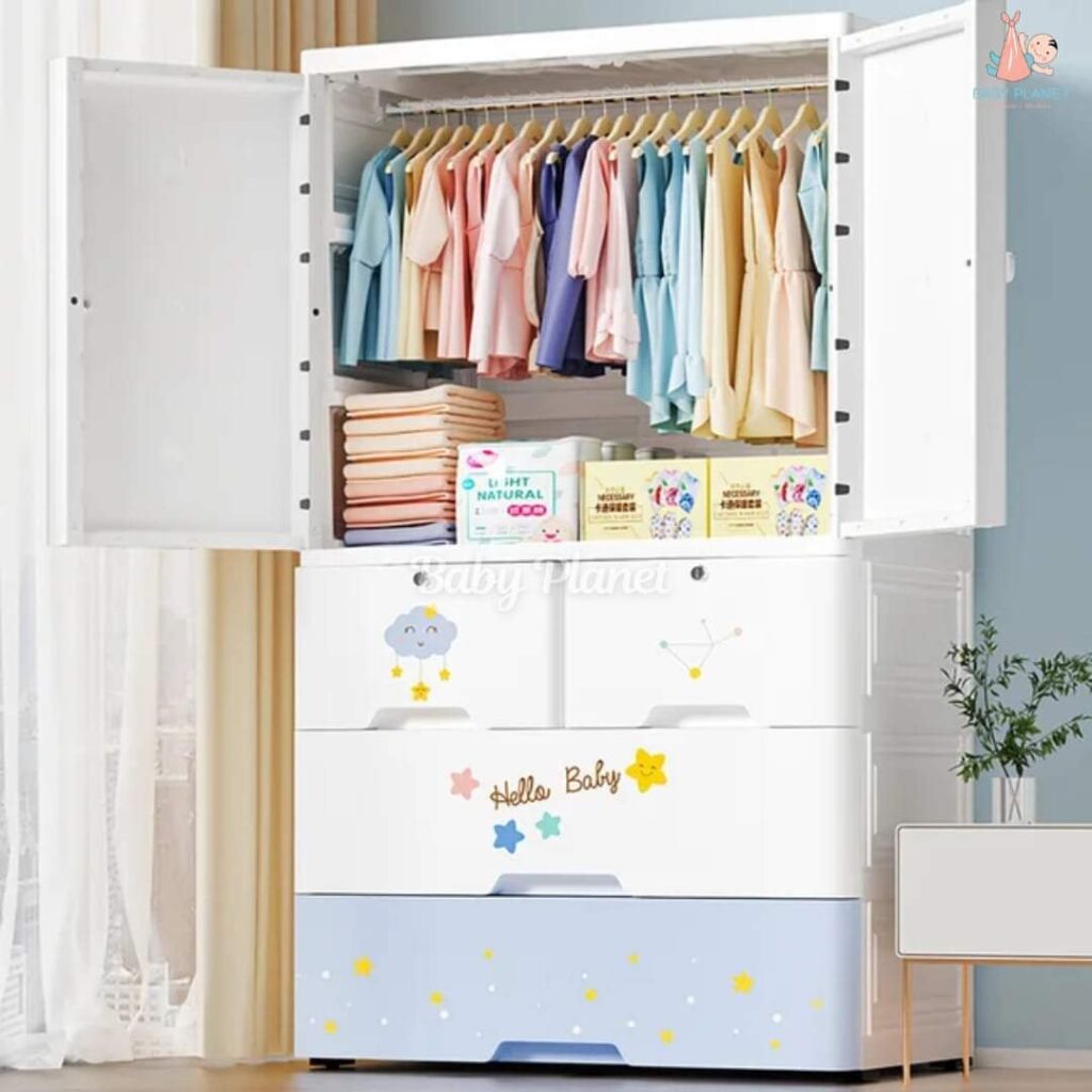 Extra-Wide Cute Cartoon Design Kids Wardrobe / Baby Cupboard with ...