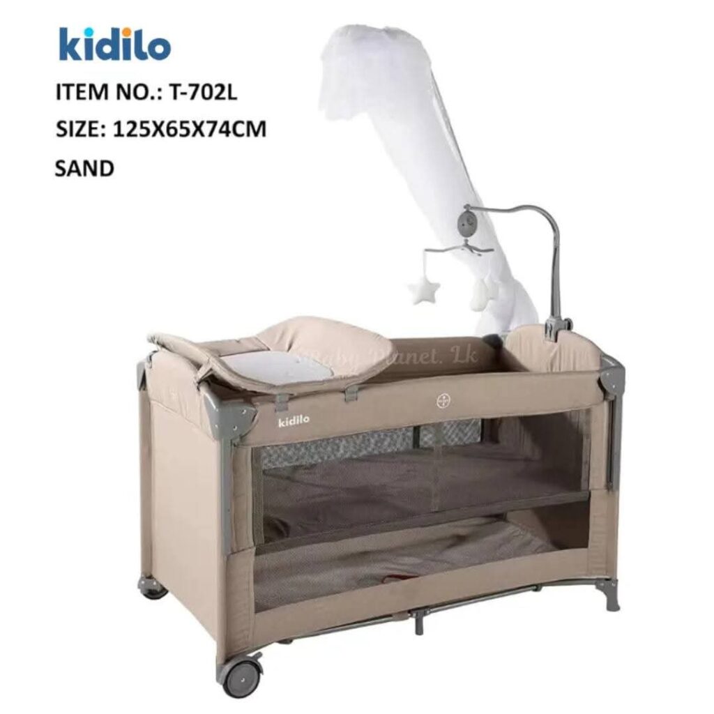 Kidilo T-702L Portable Rocking Baby Cot/Crib with Playpen - Baby Planet